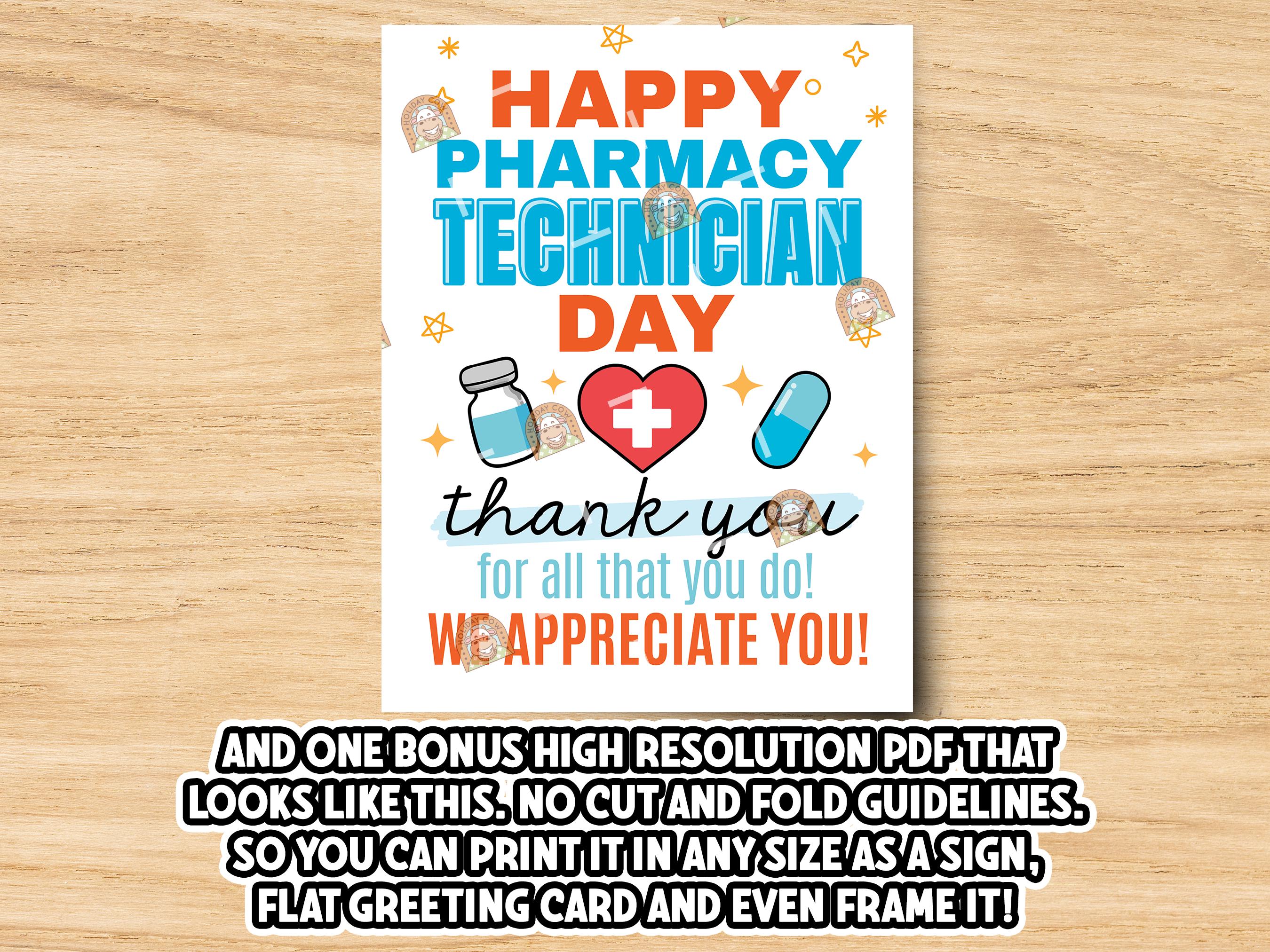 Pharmacy Tech Day Card Printable, Pharmacy Technician Day Gift ...