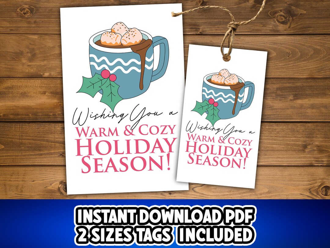 Christmas Hot Cocoa Gift Tag Editable, Holiday Mug Gift Tag, Hot ...