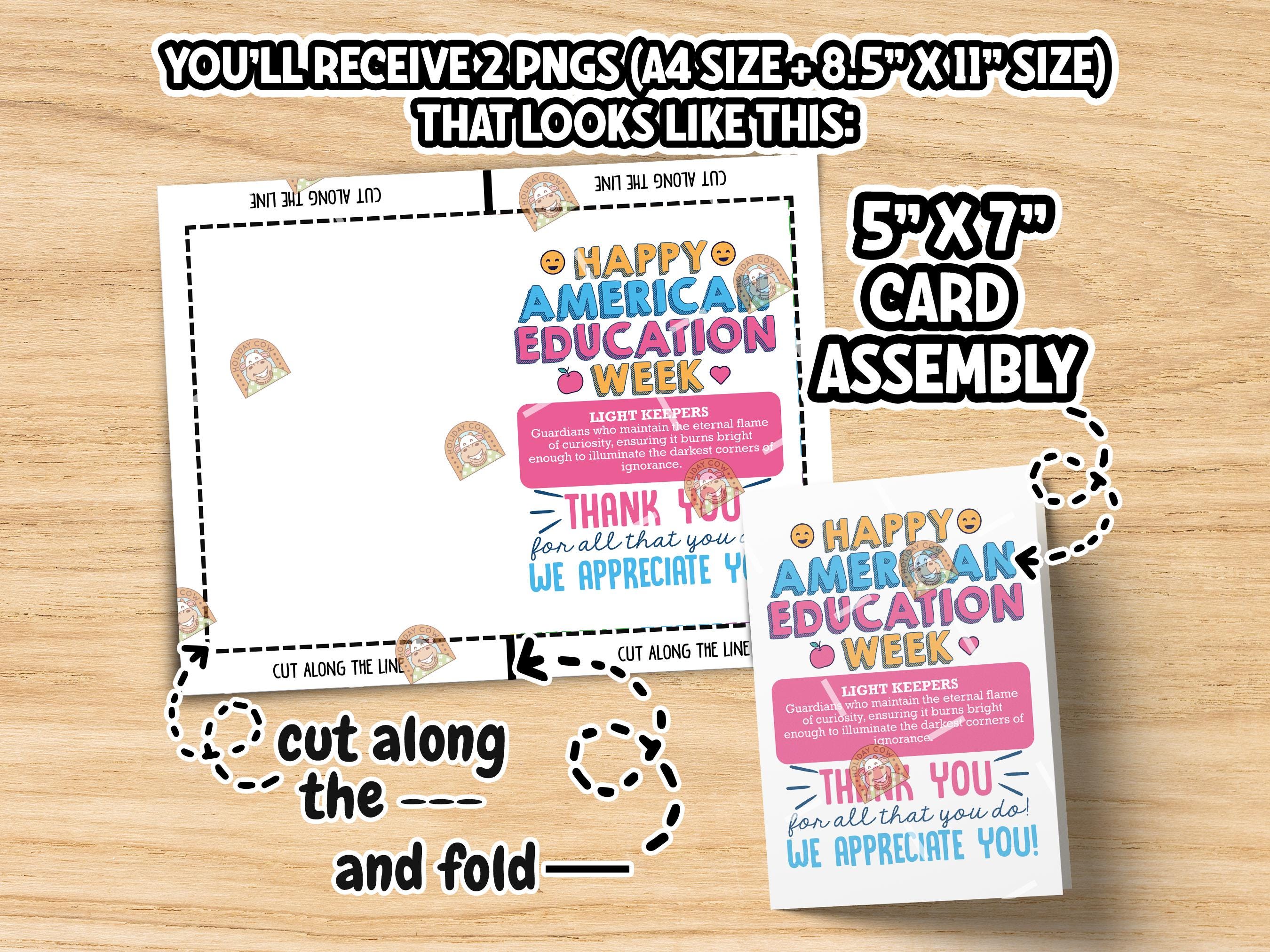 Printable American Education Week Card, Teacher Thank You Card ...