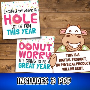 Back to School Tags, Printable Donut Worry Tags, Donut Gift Tag, First ...