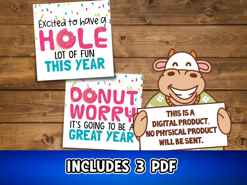 Back to School Tags, Printable Donut Worry Tags, Donut Gift Tag, First ...