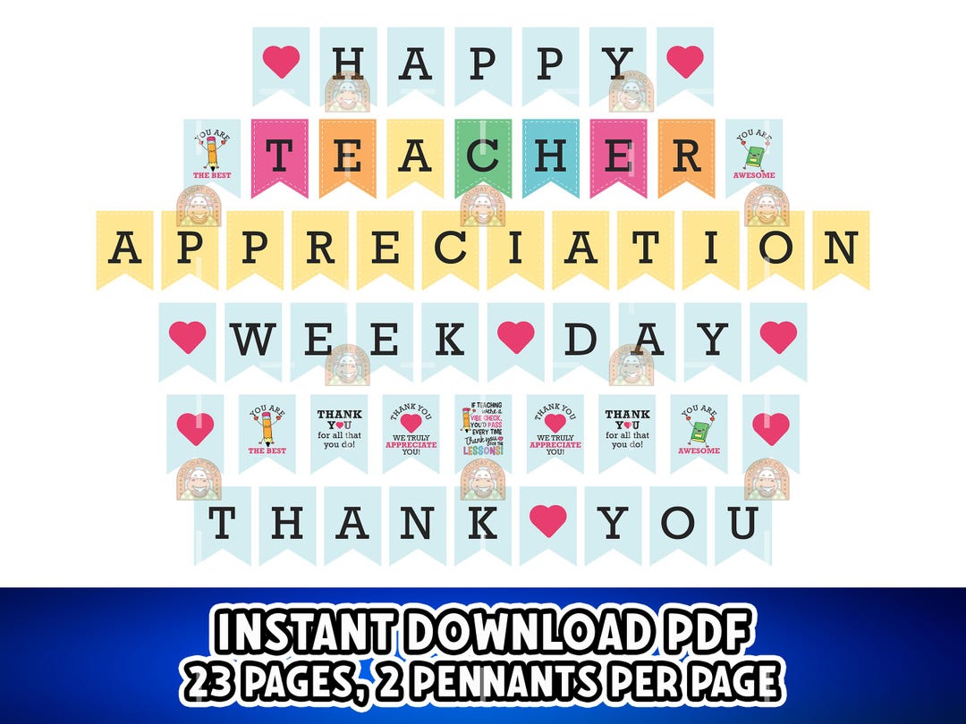 Teacher Appreciation Week Banner Printable, Teacher Appreciation Day ...