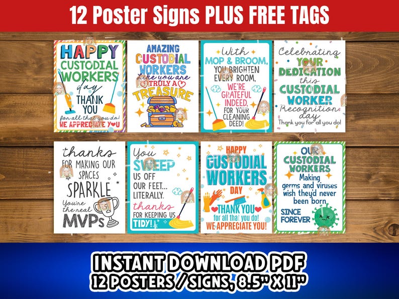 Custodial Workers Day Signs Printable, Custodial Worker Appreciation ...