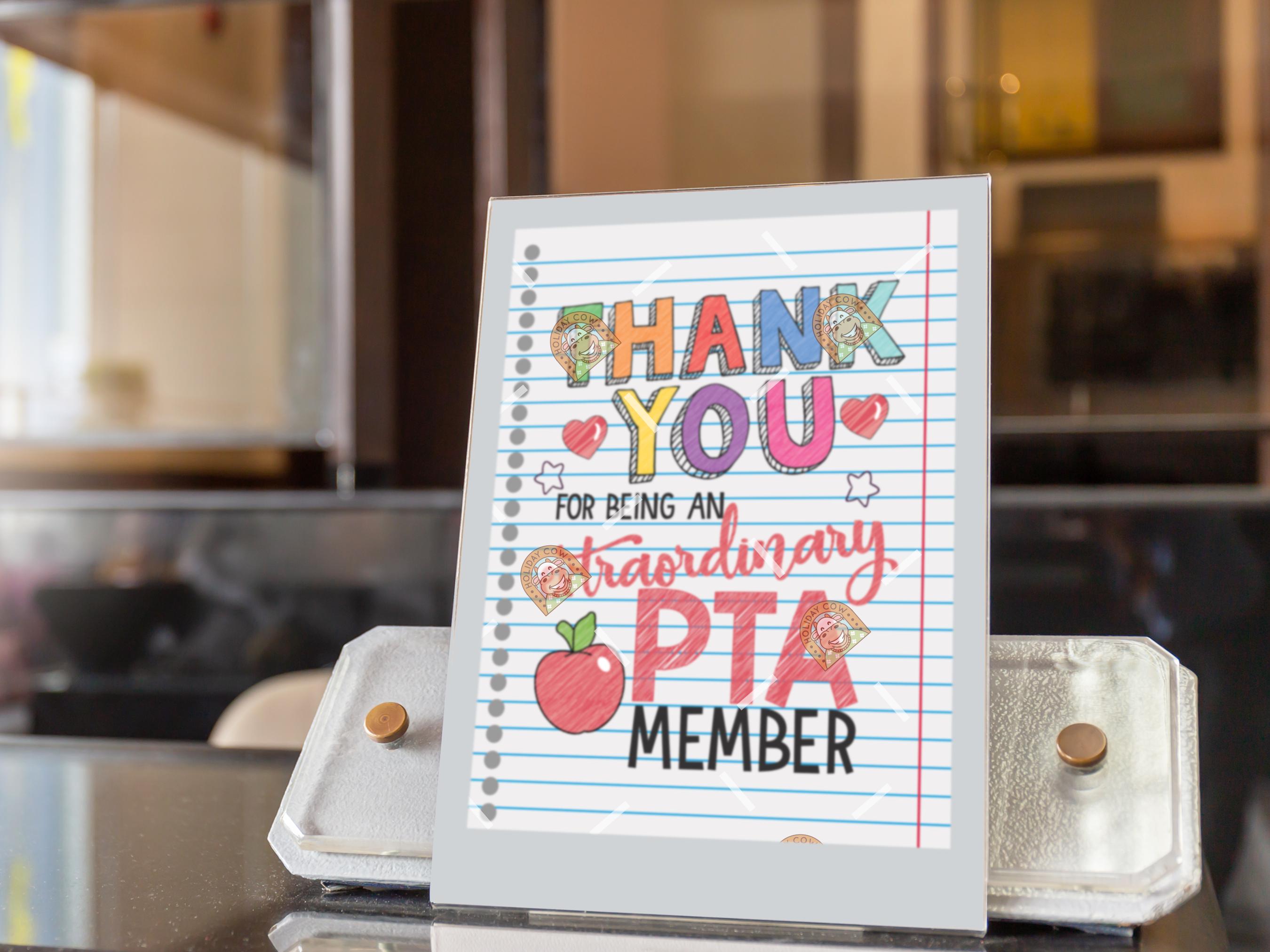 PTA Members Gift, Printable School Parent Teacher Association Gift ...