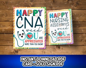 CNA Week Signs Printable Bundle, Certified Nursing Assistant Gifts, CNA ...