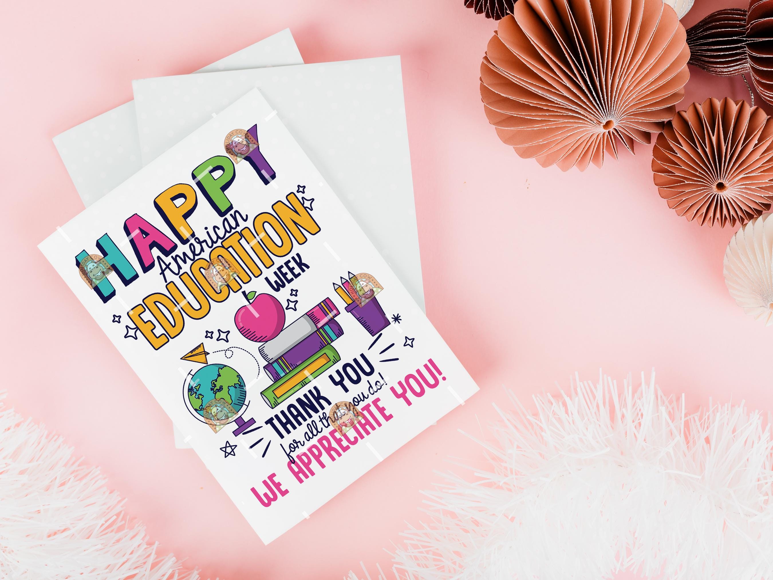 American Education Week Sign Printable, Teacher Thank You Card ...
