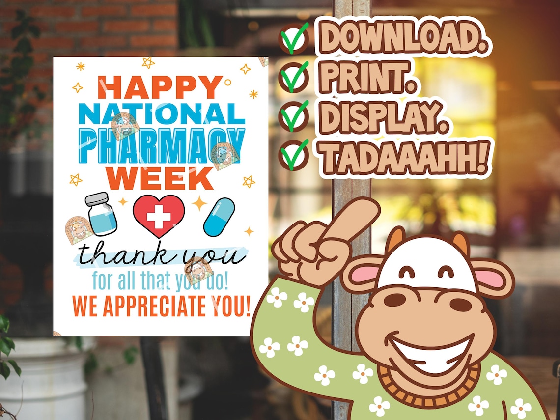 Pharmacy Week Sign Printable, Pharmacist Thank You Gift, Happy Pharmacy ...