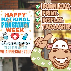 Pharmacy Week Sign Printable, Pharmacist Thank You Gift, Happy Pharmacy ...