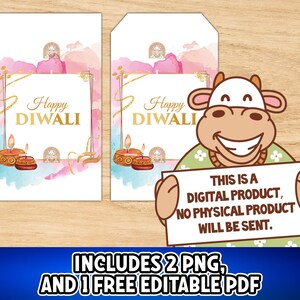 Diwali Tags Printable, Happy Diwali Gift Tag, Pastel Watercolor Diwali ...