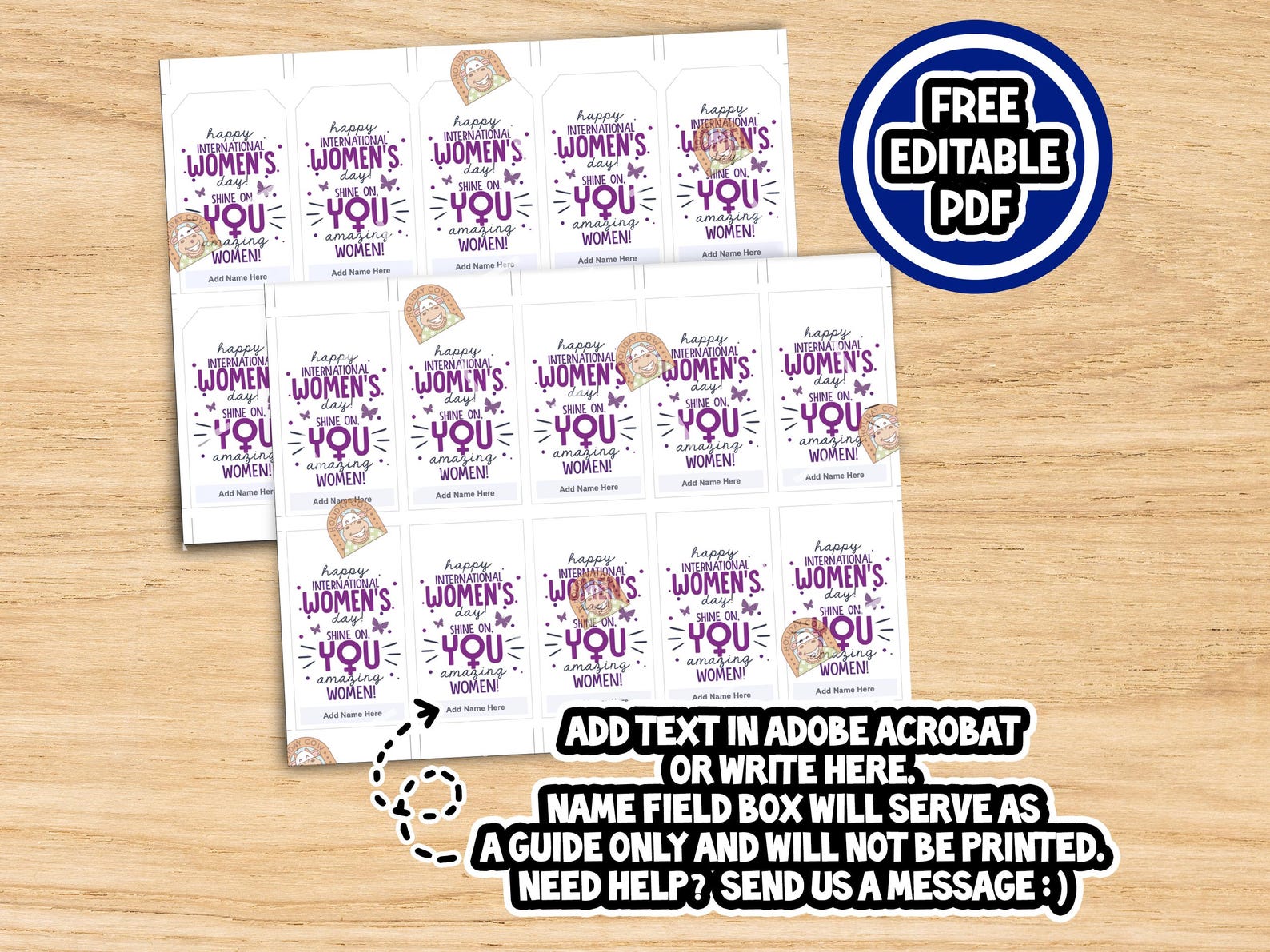 Women's Day Gift Tag Printable, International Women's Day Tag, Happy ...
