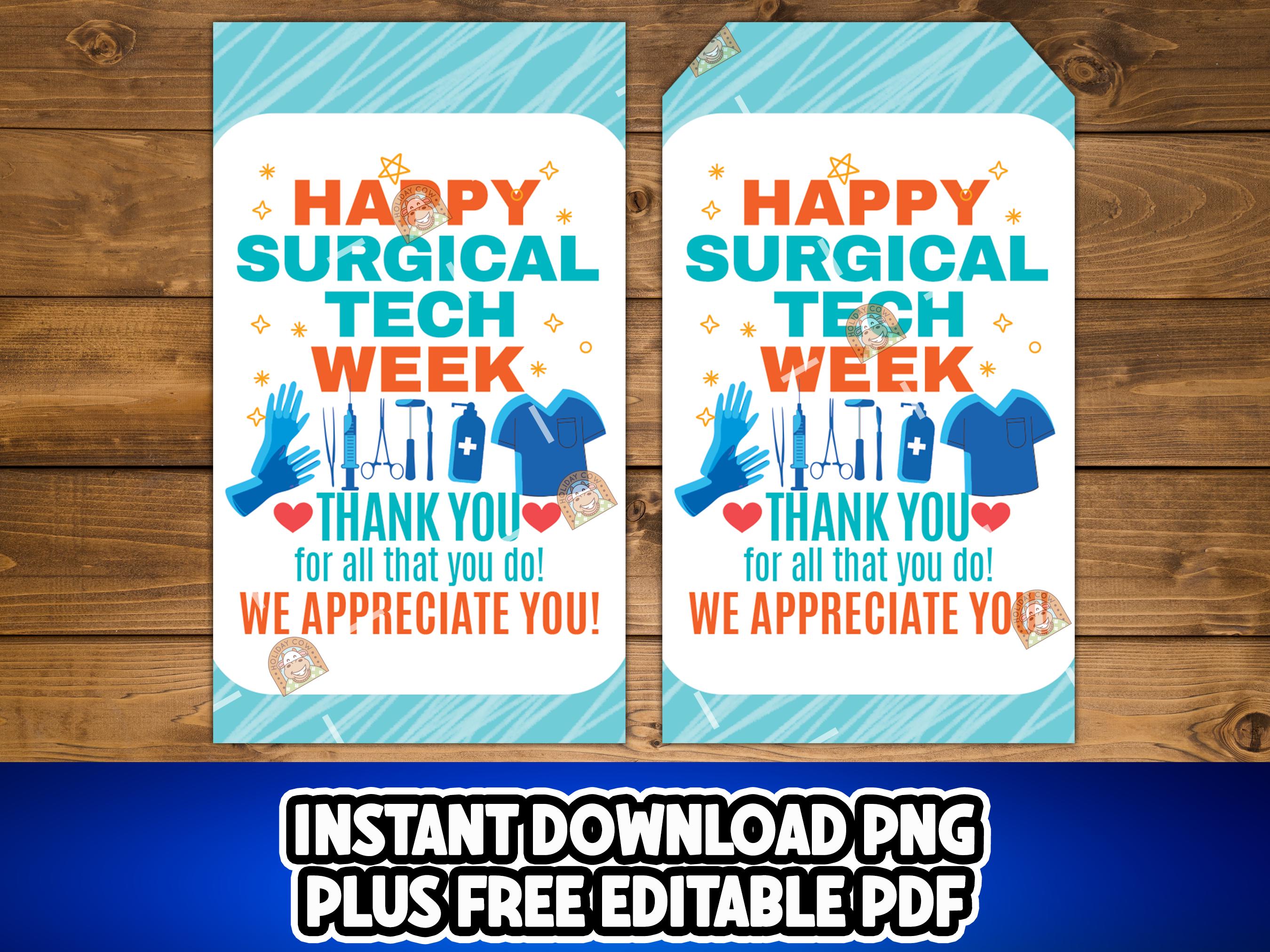 Surgical Tech Week Gift Tags Printable, Surgical Tech Appreciation Gift ...