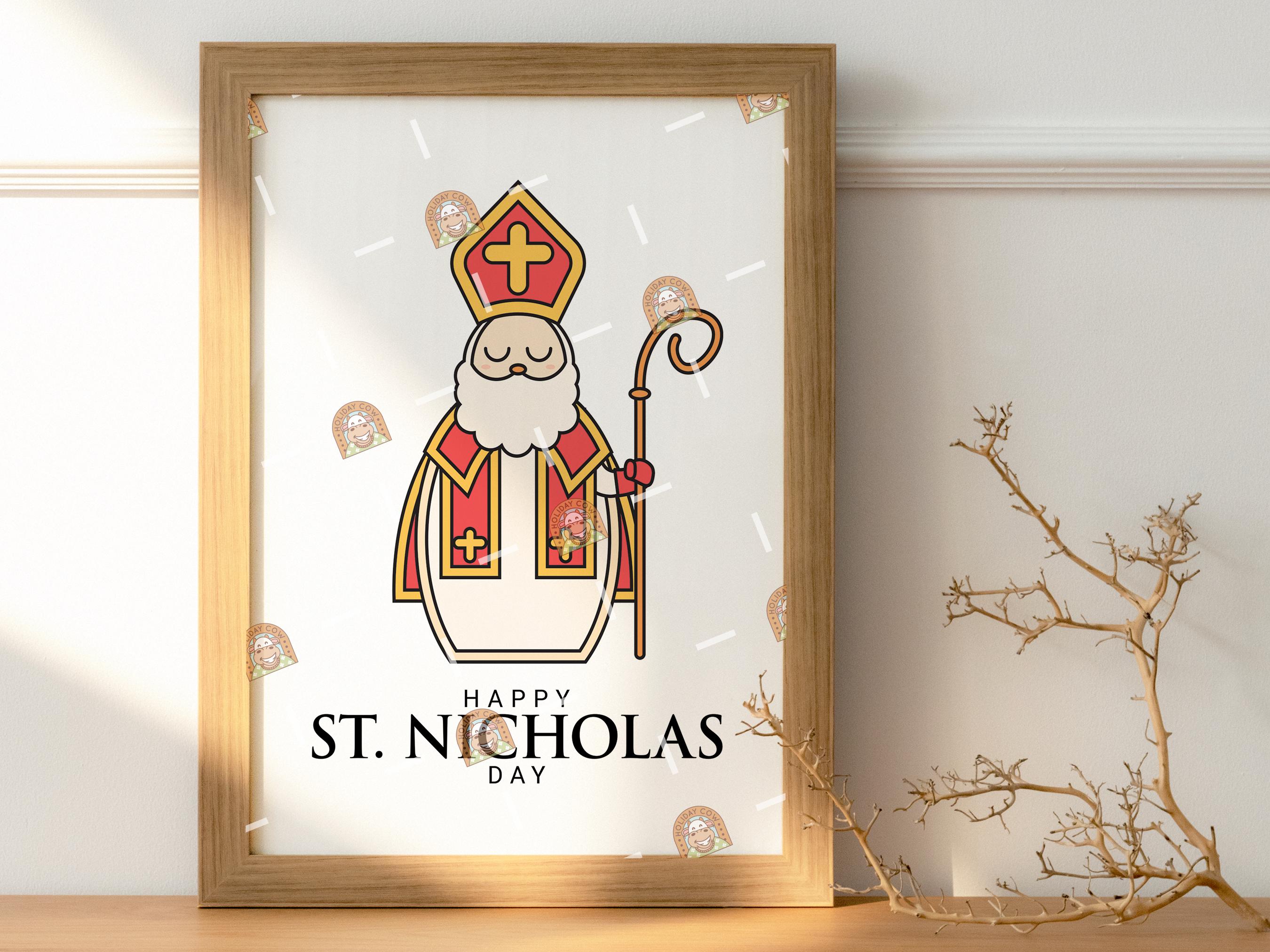 St Nicholas Day Card Printable, Saint Nicholas Day Sign, St. Nicholas ...