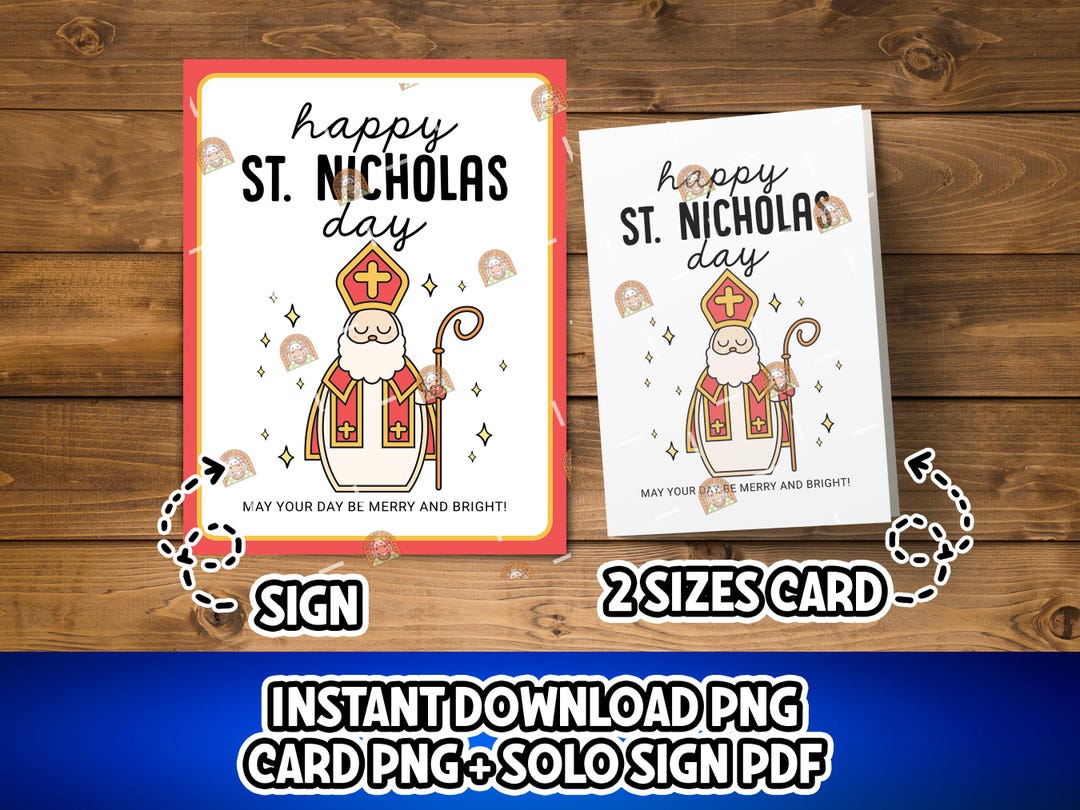 St Nicholas Day Printable Card, Saint Nicholas Day Sign, St. Nicholas ...