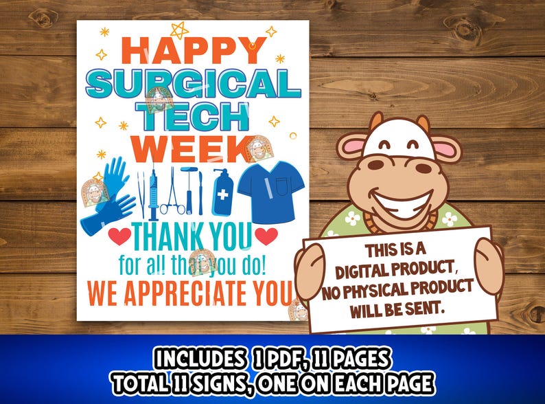 Surgical Tech Week Signs Printable Bundle, Surgical Tech Appreciation ...
