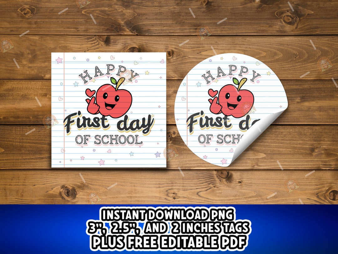 First Day of School Apple Gift Tag, Teacher Cookie Tag, Back to School ...