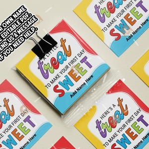 First Day of School Tags Printable, Student Sweet Treat Tag, Teacher ...