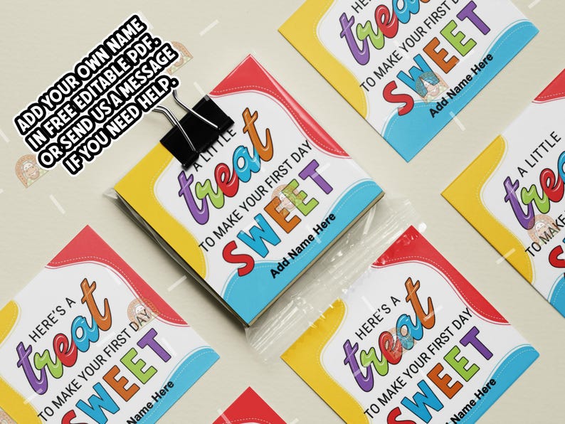 First Day of School Tags Printable, Student Sweet Treat Tag, Teacher ...