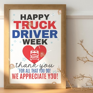 Truck Driver Appreciation Week Card Printable, Truck Driver ...