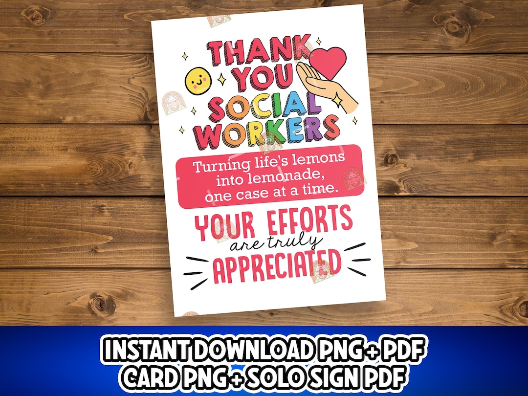 Social Worker Gift, Thank You Social Worker Card Printable, Social ...