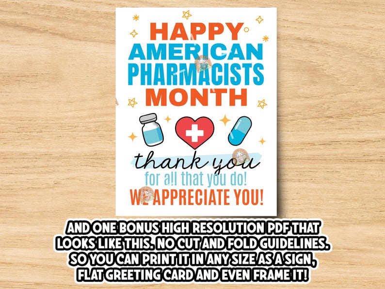 American Pharmacists Month Card Printable, Pharmacist Month Gift ...