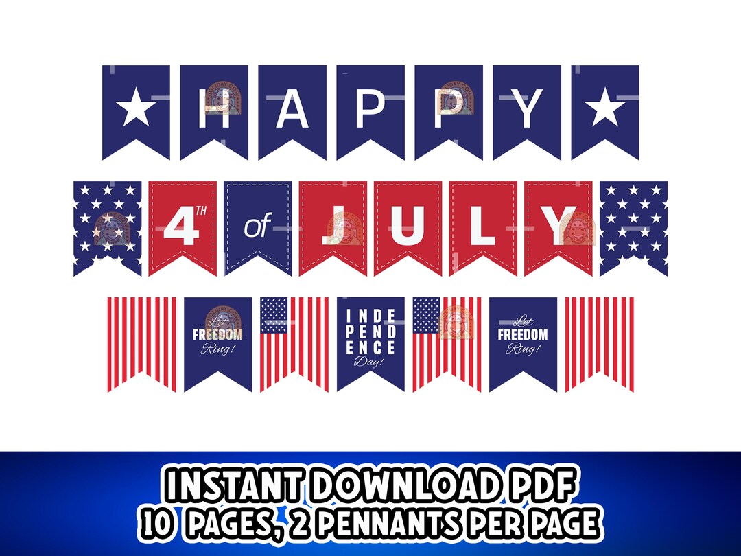 4th of July Banner Printable, Happy 4th of July Decoration, Fourth of ...