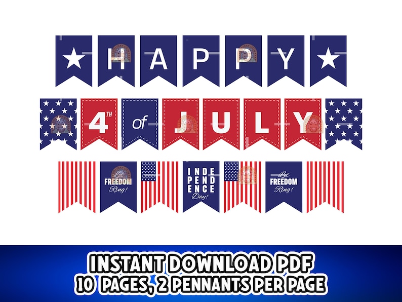 4th of July Banner Printable, Happy 4th of July Decoration, Fourth of ...