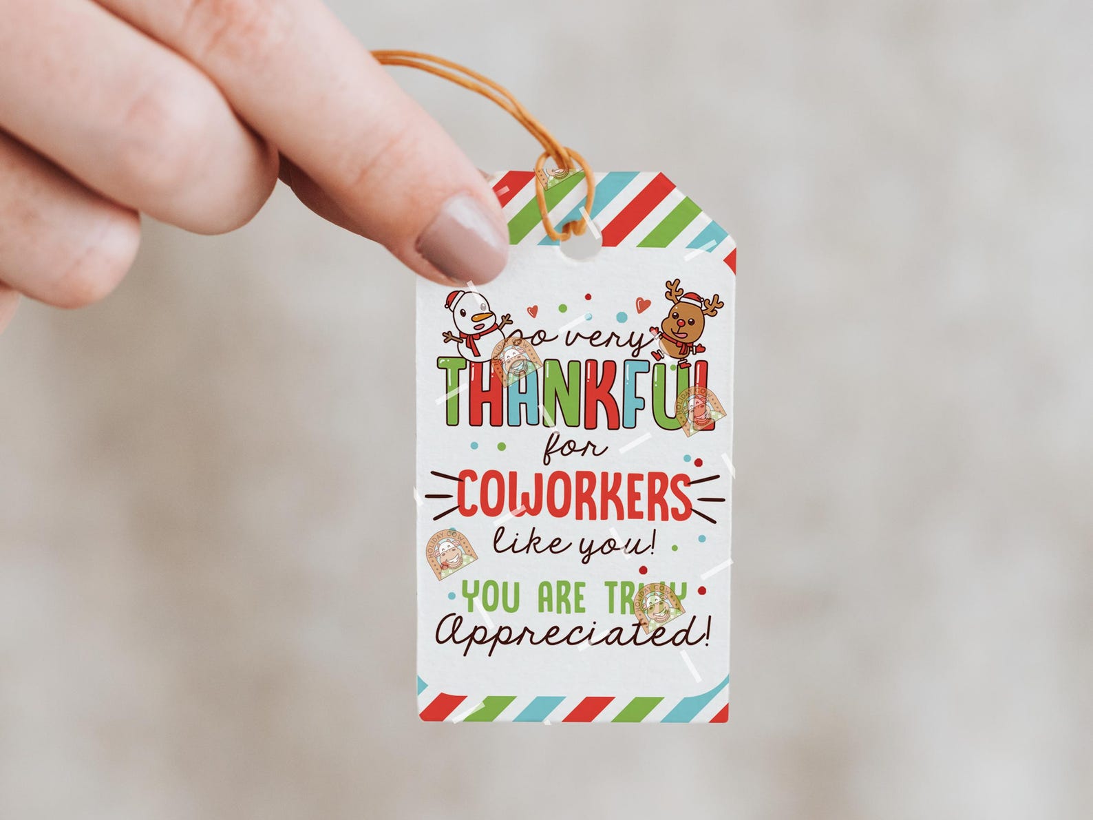 Christmas Coworker Gift Tag, Printable Thank You Co-worker Xmas Git Tag ...