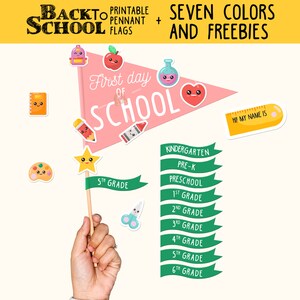 Printable First Day of School Pennant Flags, Back to School Flag, First ...