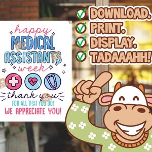 Medical Assistant Week Signs Printable, Medical Assistant Gift, Happy ...