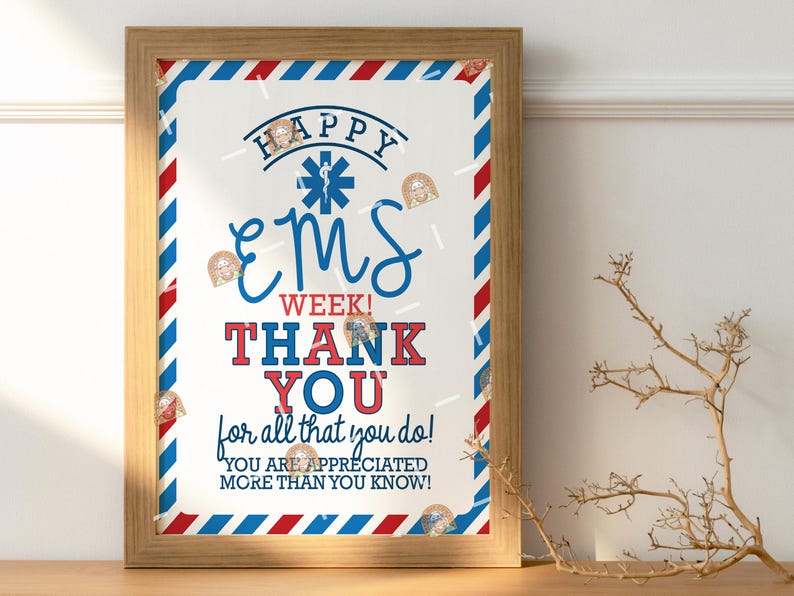EMS Week Gift, Printable EMS Week Card, Thank You EMS Week Sign, Ems ...