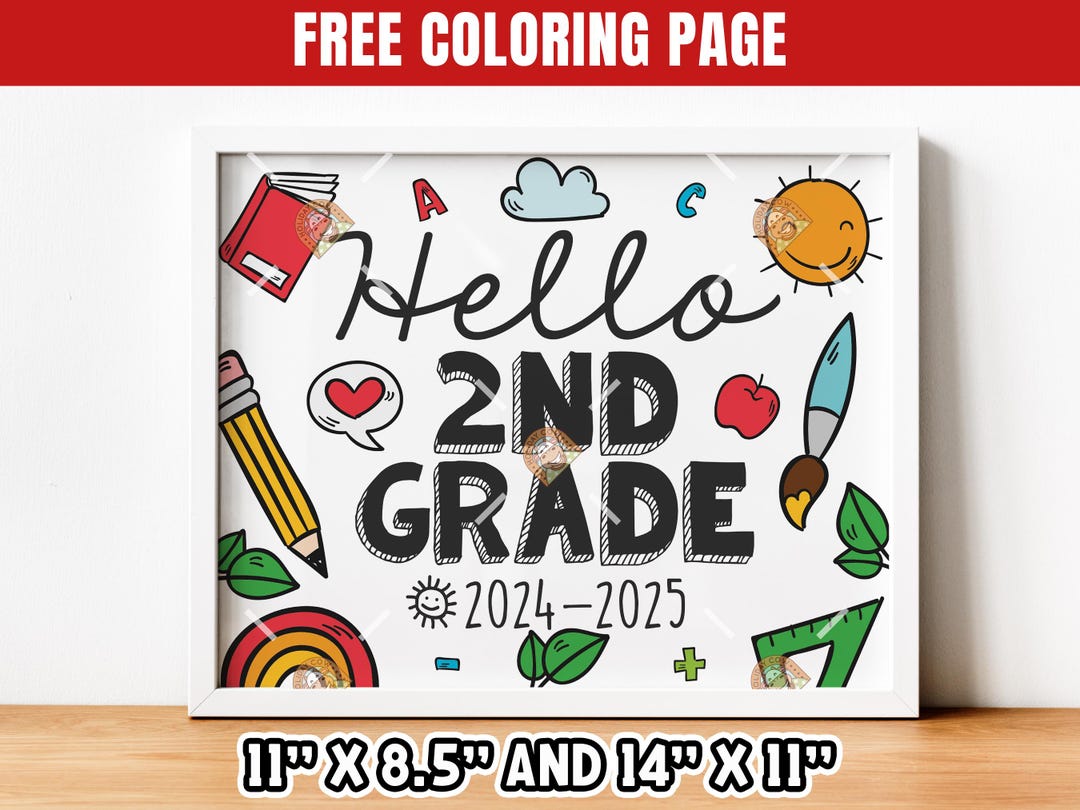 First Day of 2nd Grade Sign, First Day of School Sign Printable, Back ...