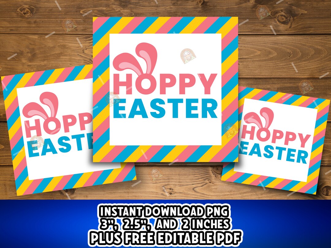 Hoppy Easter Tags Printable, Happy Easter Cookie Tags, Printable Easter ...