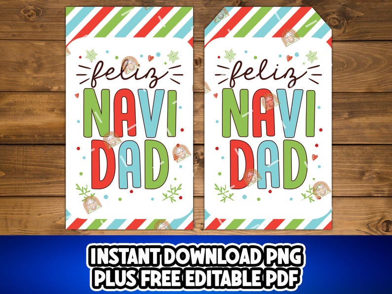 Feliz Navidad Tag Printable, Spanish Christmas Treat Tag, Happy ...