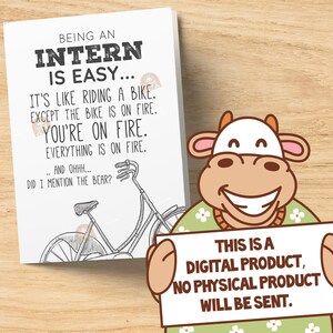 Intern Card, Printable Funny Card for Intern, Intern Day Gift, Intern ...