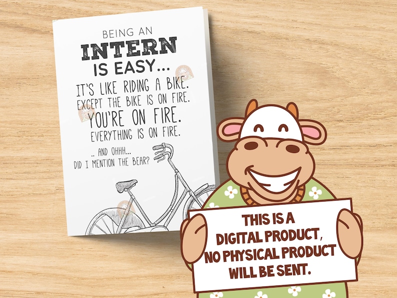 Intern Card, Printable Funny Card for Intern, Intern Day Gift, Intern ...