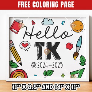 First Day of TK Sign, First Day of School Sign Printable, Back to ...