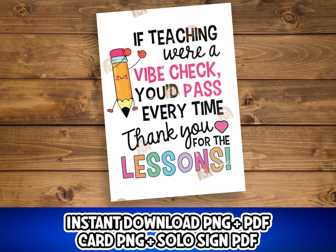 Teacher Gift, Printable Funny Teacher Appreciation Week Gift, Thank You ...
