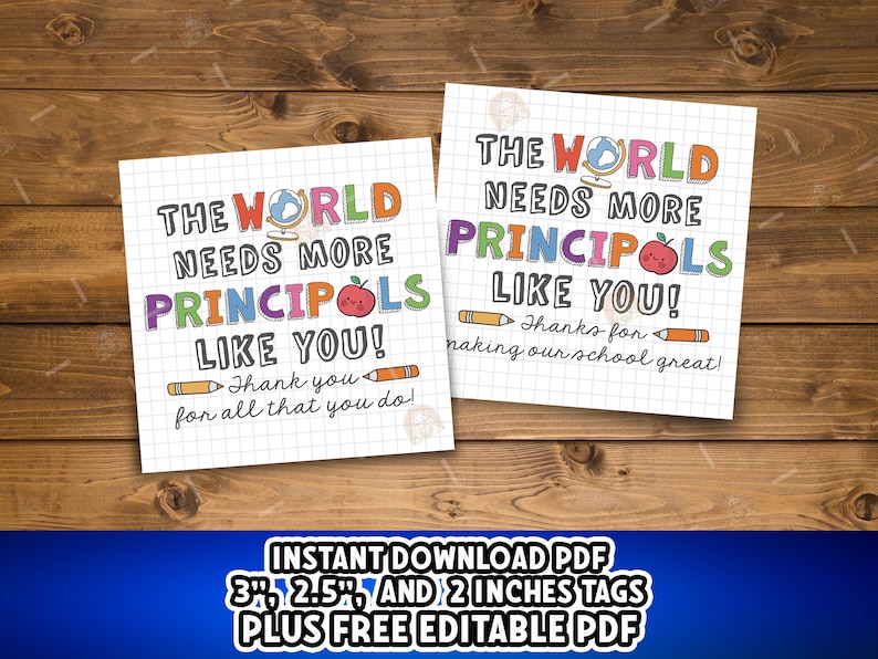 Principal Appreciation Tag, School Principal Gift Tag Printable ...