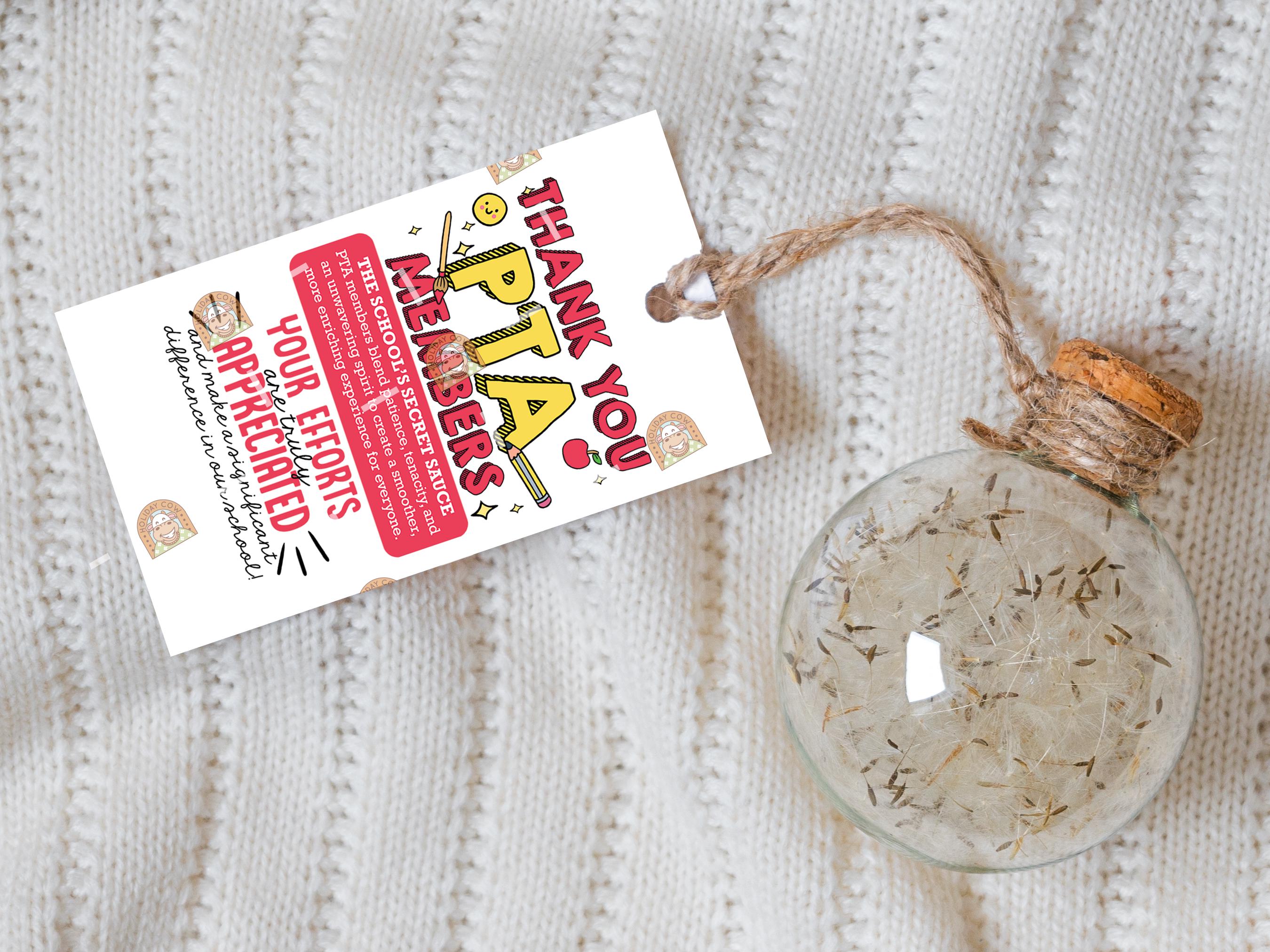 PTA Members Gift Tag Printable, Parent Teacher Association Gift Tag ...
