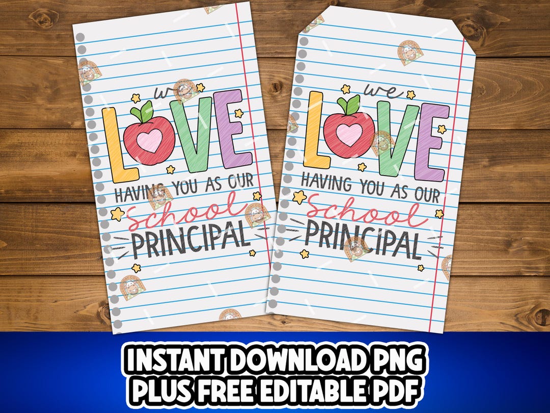 School Principal Gift Tag Printable, Principal Appreciation Tag ...