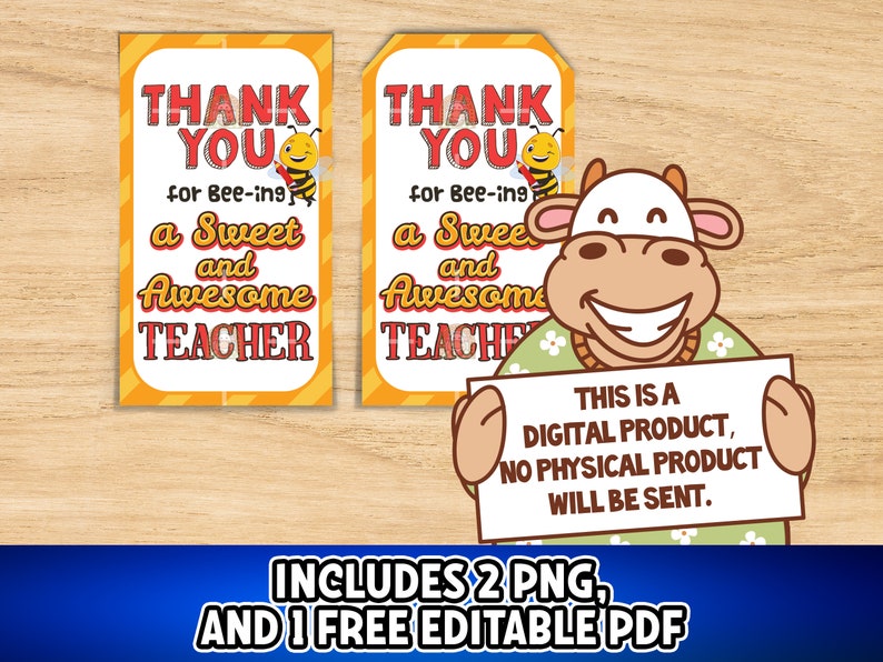 Printable Teacher Appreciation Gift Tag, Thank You for Bee-ing Teacher ...