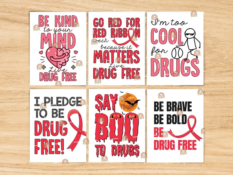 Red Ribbon Week Signs Printable, Red Ribbon Week Poster, Red Ribbon ...