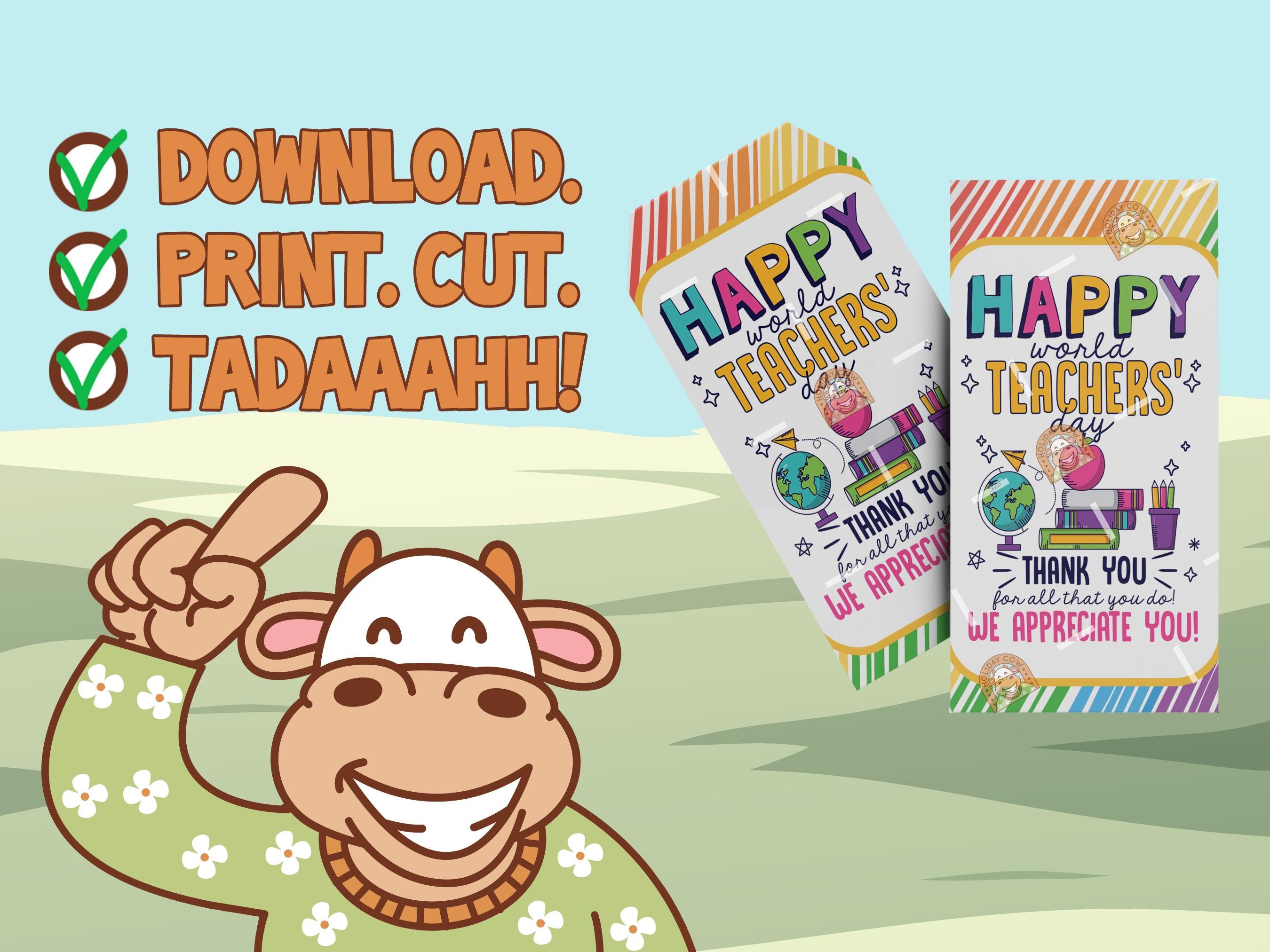 World Teachers Day Gift Tag Printable, World Teacher Day Tag, Happy ...