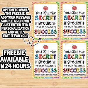 School Lunch Hero Day Card Printable, Teacher Appreciation Week Card ...