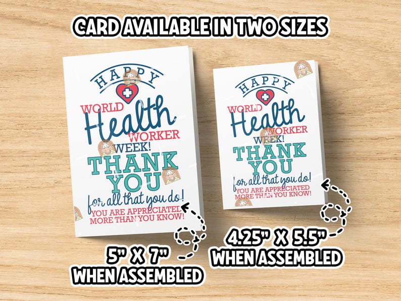 World Health Worker Week Card Printable, Health Worker Thank You Sign ...