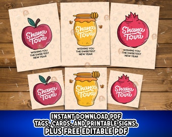 Shanah Tovah Printable Folded Greeting Cards-jewish New Year - Etsy Israel