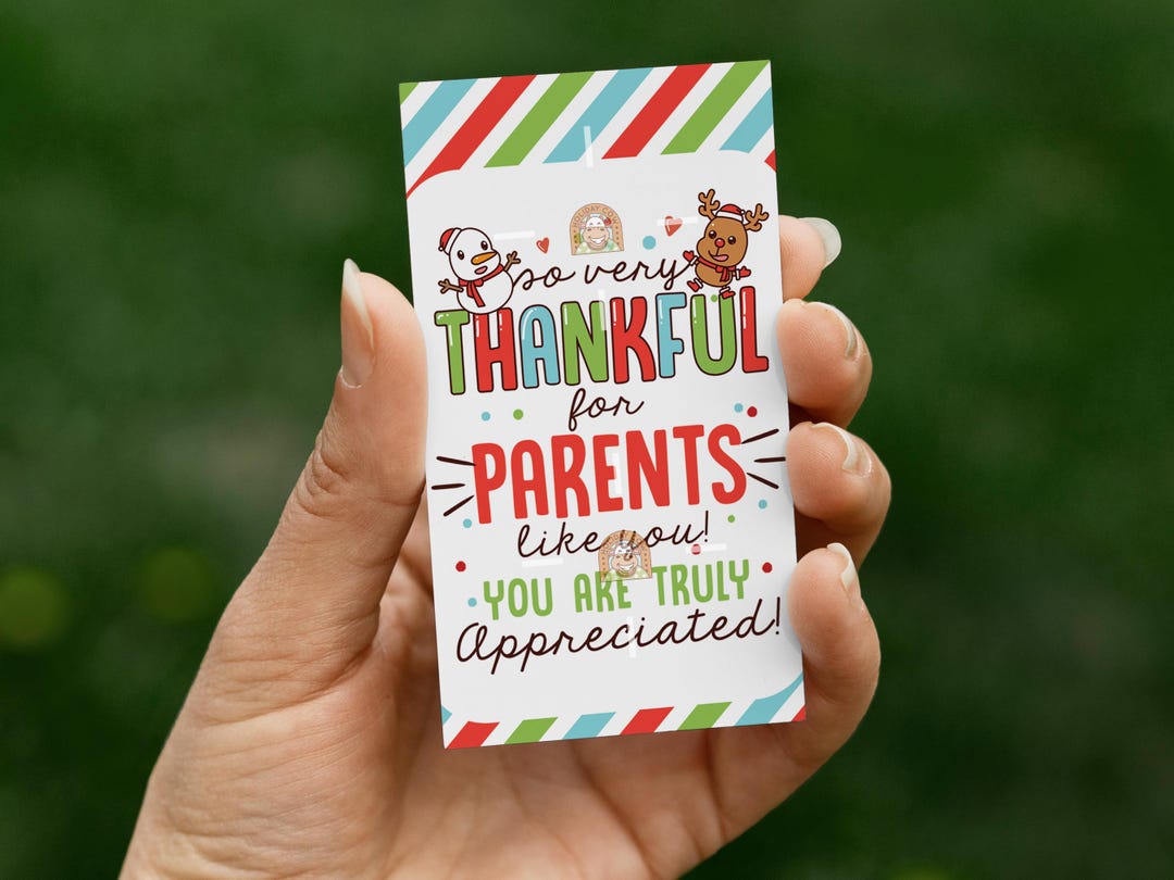 Parents Christmas Favor Tags, Printable Holiday Thank You PTO PTA Gift ...
