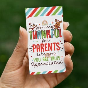 Parents Christmas Favor Tags, Printable Holiday Thank You PTO PTA Gift ...