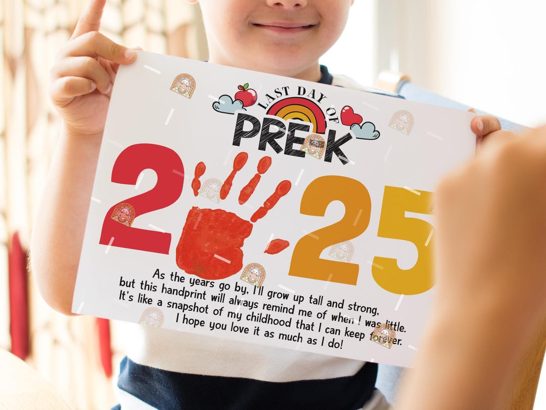 Last Day of Pre-k Handprint Art Printable Prek, Pre-kinder End of ...