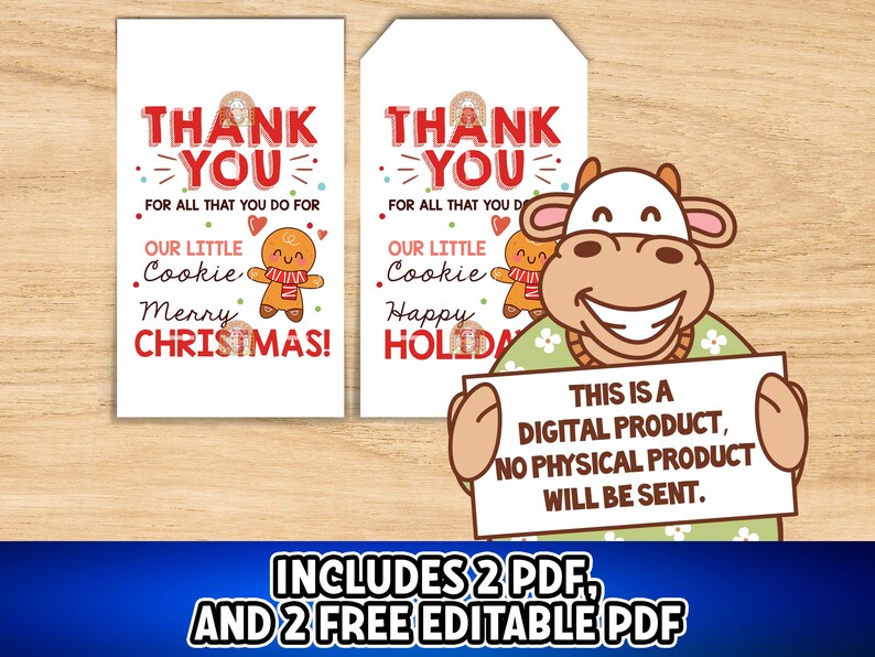 Christmas Treat Tag Printable, Holiday Favor Tag, Thank You Daycare ...